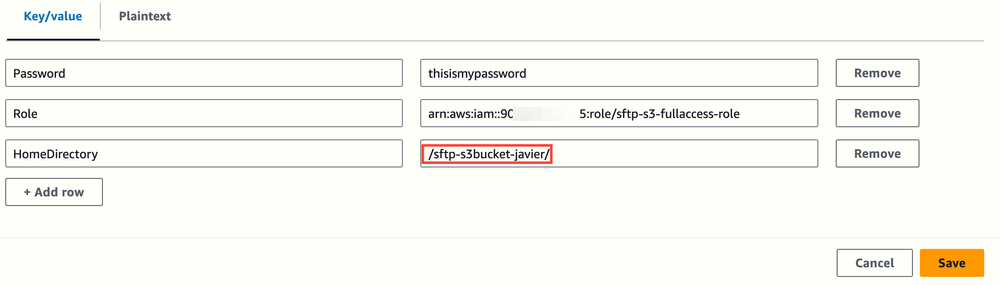 Access an S3 Bucket using SFTP and password-based authentication
