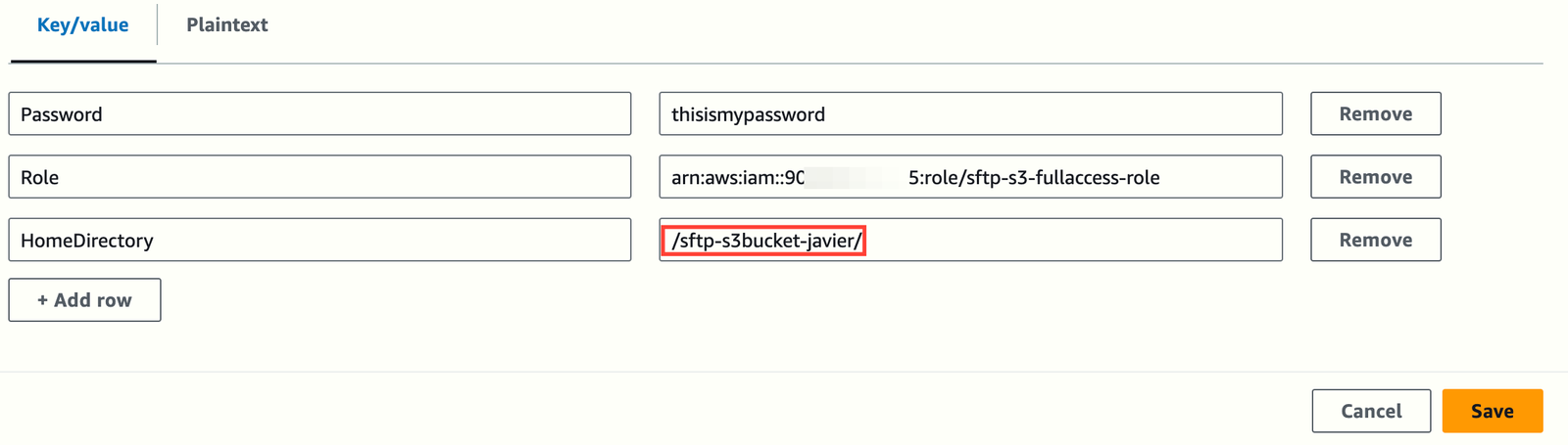 Access an S3 Bucket using SFTP and password-based authentication