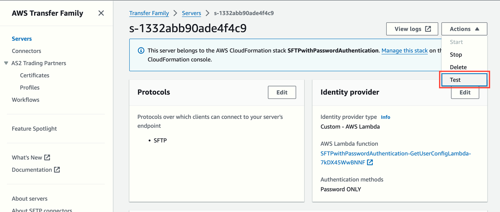 Access an S3 Bucket using SFTP and password-based authentication
