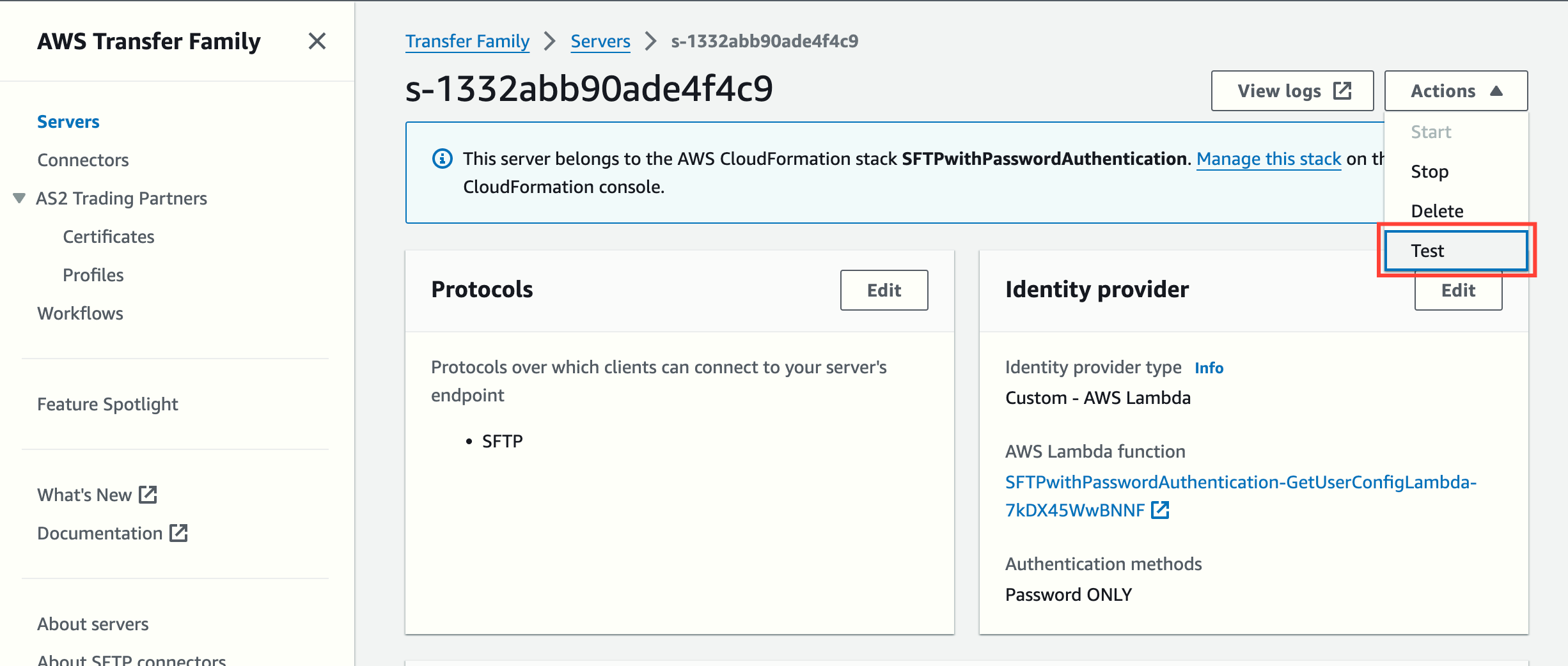 Access an S3 Bucket using SFTP and password-based authentication